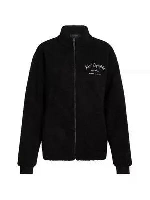 Karl Lagerfeld Embroidered Fleece Jacket - Black