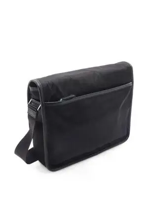 Prada Saffiano Trimmed Tessuto Messenger Bag - Black