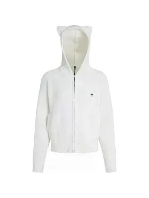 Karl Lagerfeld Ikon Choupette Fluffy Zip-up Hoodie - White