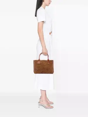 Bottega Veneta 2007-2011 Limited Edition Metallic Lambskin Intreccio Cabat Tote Bag - Brown