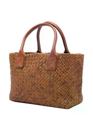 Bottega Veneta 2007-2011 Limited Edition Metallic Lambskin Intreccio Cabat Tote Bag - Brown