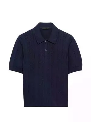 Prada Short-sleeved Openwork Cotton Polo Shirt