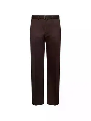 LARDINI Belted Pressed-crease Trousers - Brown
