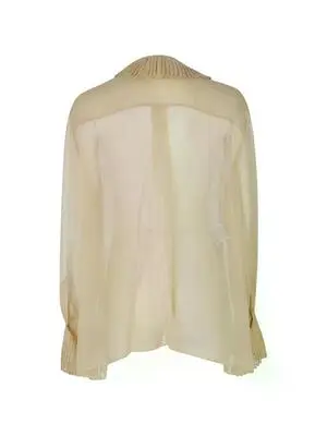 Alberta Ferretti Ruffled Pleated Silk Blouse