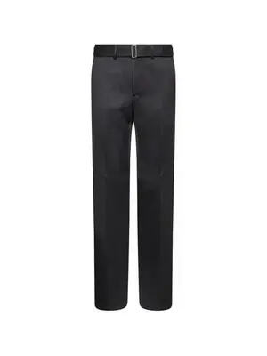 LARDINI Belted Pressed-crease Trousers - Grey