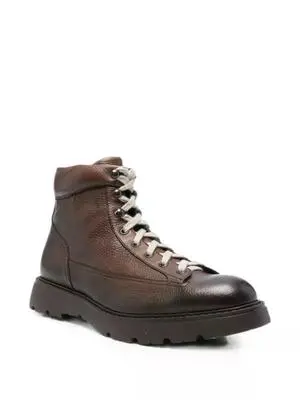 DOUCAL'S Side-zip Lace-up Ankle Boots