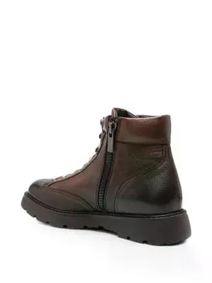 DOUCAL'S Side-zip Lace-up Ankle Boots