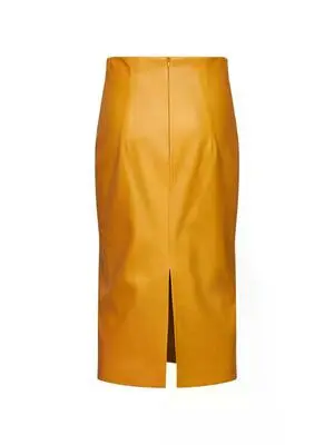 BLANCA VITA High-rise Rear-slit Midi Pencil Skirt - Yellow