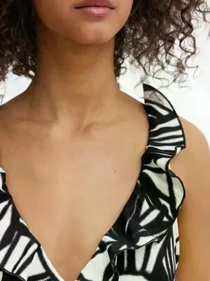 Dkny Abstract-print Ruffled Swimsuit