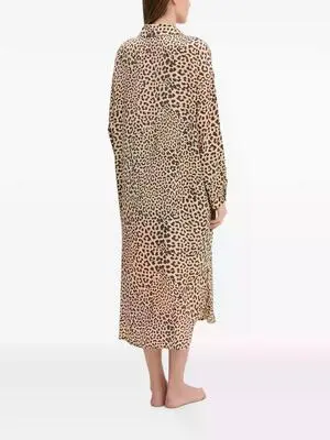 Dkny Leopard-print Button-down Midi Nightdress