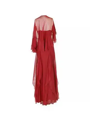 Alberta Ferretti Maxi Ruffled Silk-chiffon Dress - Red
