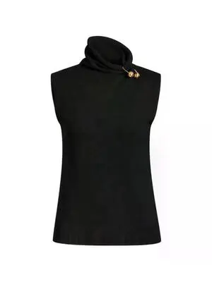Alberta Ferretti Button-detail Turtleneck Tank Top - Black