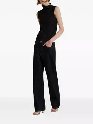 Alberta Ferretti Button-detail Turtleneck Tank Top