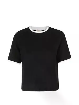 SEMICOUTURE Layered-effect Short-sleeve Sweater - Black