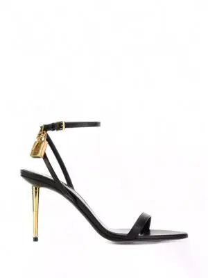 TOM FORD Pointed Toe Stiletto Sandals With Lock Detail - Black