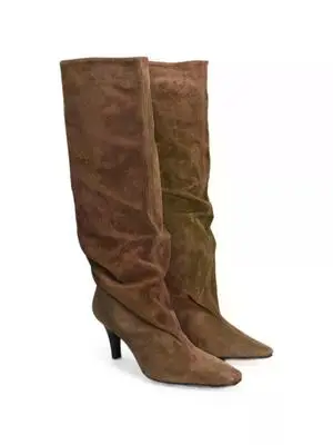 THE SELLER Suede Square-toe Knee-high Boots