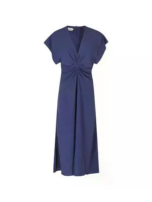 Alberta Ferretti Gathered V-neck Midi Dress