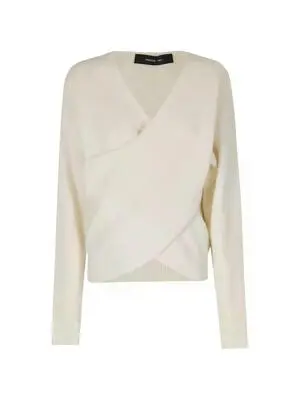 Federica Tosi Wrap-style V-neck Sweater - Neutrals