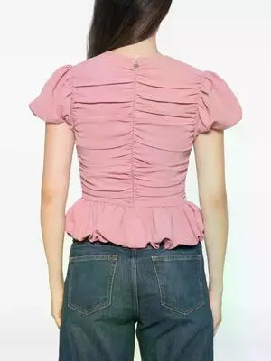 ROTATE BY BIRGER CHRISTENSEN Ruched Puff-sleeve Blouse