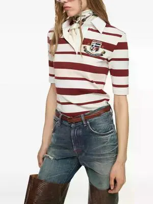Acne Studios Striped Crest-patch Polo Shirt