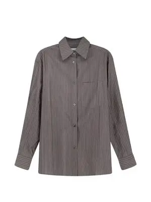 TONYWACK Striped Raw-edge Oversized Shirt