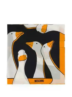 Moschino Goose-print Silk Scarf