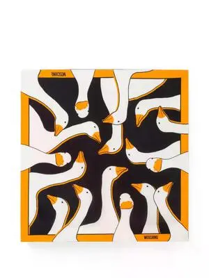 Moschino Goose-print Silk Scarf - Black