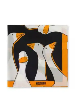 Moschino Goose-print Silk Scarf - Black