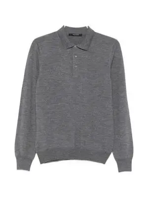Tagliatore Palmer Long-sleeve Knitted Polo Shirt - Grey