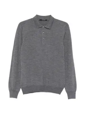 Tagliatore Palmer Long-sleeve Knitted Polo Shirt - Grey