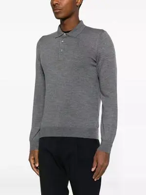 Tagliatore Palmer Long-sleeve Knitted Polo Shirt - Grey