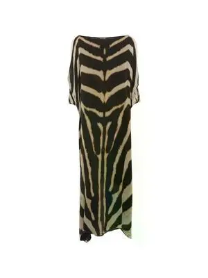 Roberto Cavalli Maxi Animal-print Silk Maxi Dress - Brown