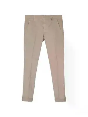 DONDUP Pressed Crease Turn-up Tapered Trousers - Neutrals