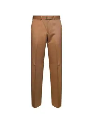 LARDINI Belted Pressed-crease Tailored Trousers - Brown