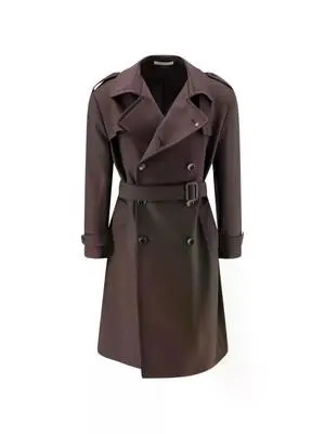 Tagliatore Double-breasted Belted Virgin Wool Trench Coat - Brown