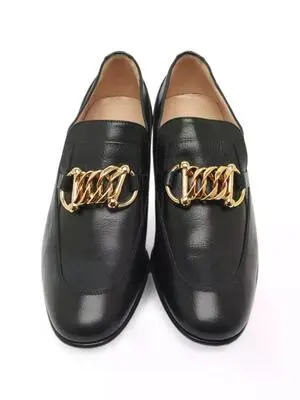 Gucci Leather Chain Heeled Loafers