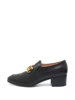 GUCCI Gucci Leather Chain Heeled Loafers