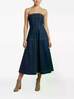 Magda Butrym Strapless Flared Midi Dress - Blue