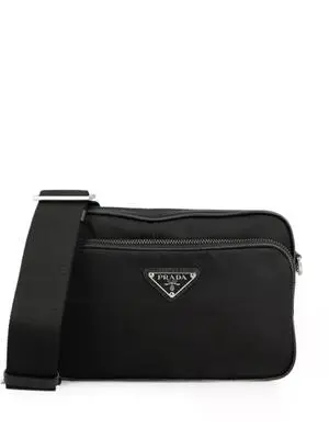 Prada Re-nylon Logo-plaque Shoulder Bag - Black