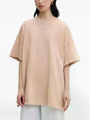 GESTUZ Jiogz Logo-embroidered Oversized T-shirt - Neutrals