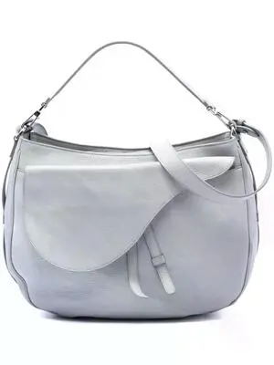 Dior 2021 Grained Calfskin Saddle Soft Bag Satchel - Grey