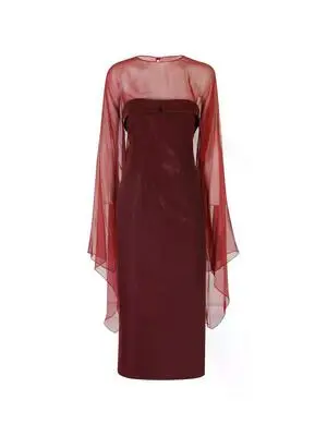 Alberta Ferretti Midi Sheer-overlay Strapless-style Dress