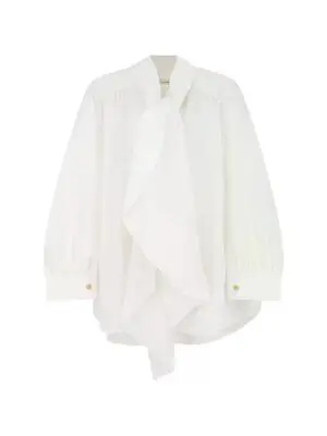 LAMRONS Pussy-bow Puff-sleeve Shirt