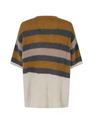 ALYSI Striped Short-sleeve Sweater - Brown