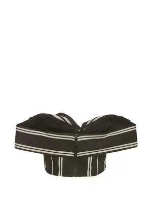 Alice + Olivia Striped Off-shoulder Cropped Top