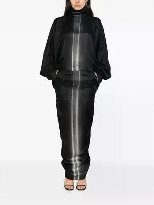 Rick Owens Gradient Effect Ruched Maxi Skirt