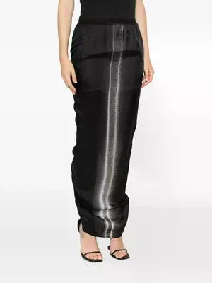Rick Owens Gradient Effect Ruched Maxi Skirt
