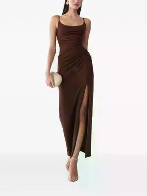 BWLDR Lani Ruched Side-slit Maxi Dress