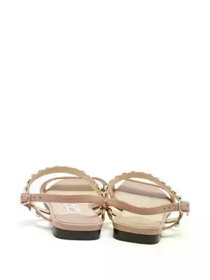 JIMMY CHOO Aadra Flat Sandals With Faux Pearl Embellishment