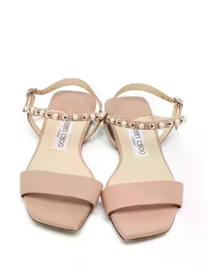 JIMMY CHOO Aadra Flat Sandals With Faux Pearl Embellishment